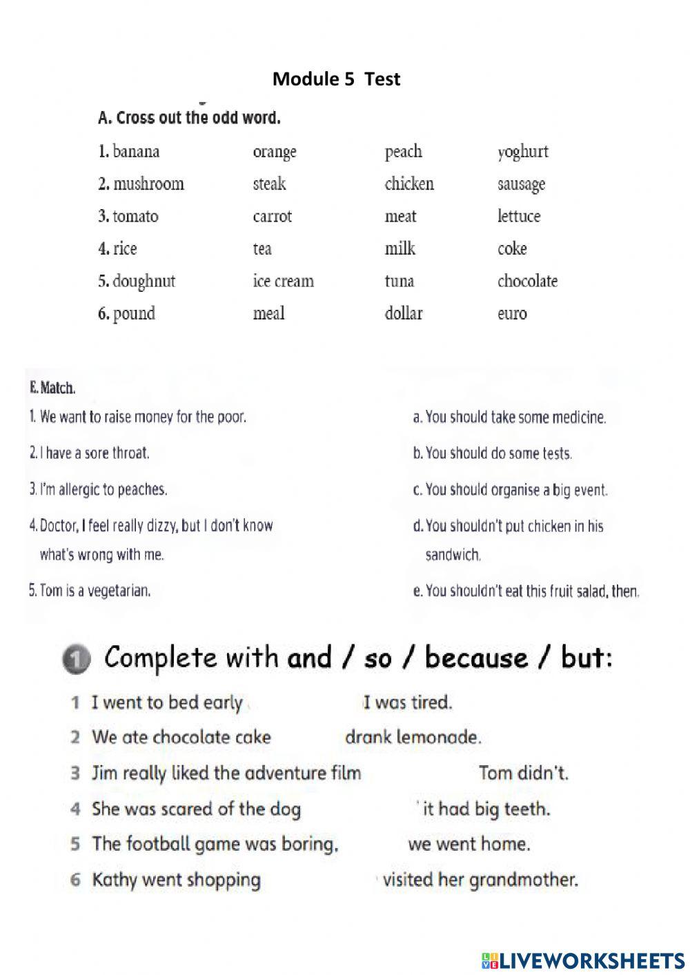 Test A1 exercise | Live Worksheets