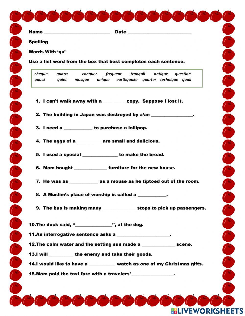 Words With Qu 1605967 Keva Roberts Live Worksheets words-with-qu-1605967-keva-roberts-live-worksheets