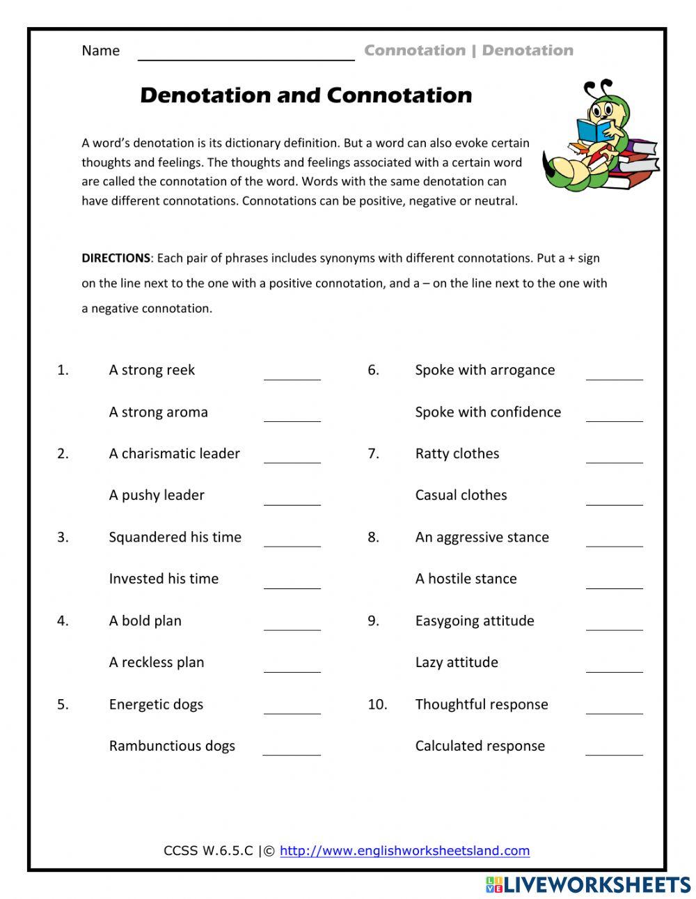 Connotation And Denotation Activity Live Worksheets connotation-and-denotation-activity-live-worksheets