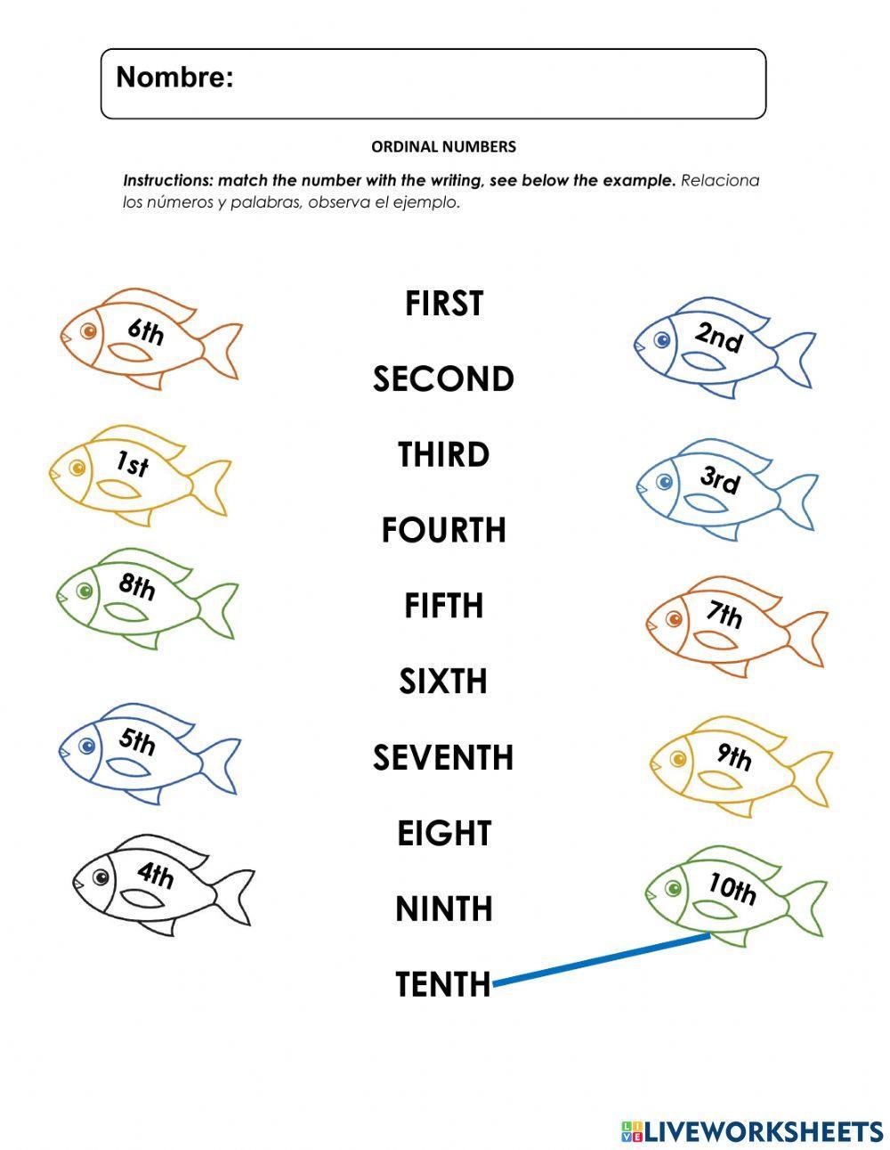 Ordinal numbers online exercise for PRIMARY | Live Worksheets