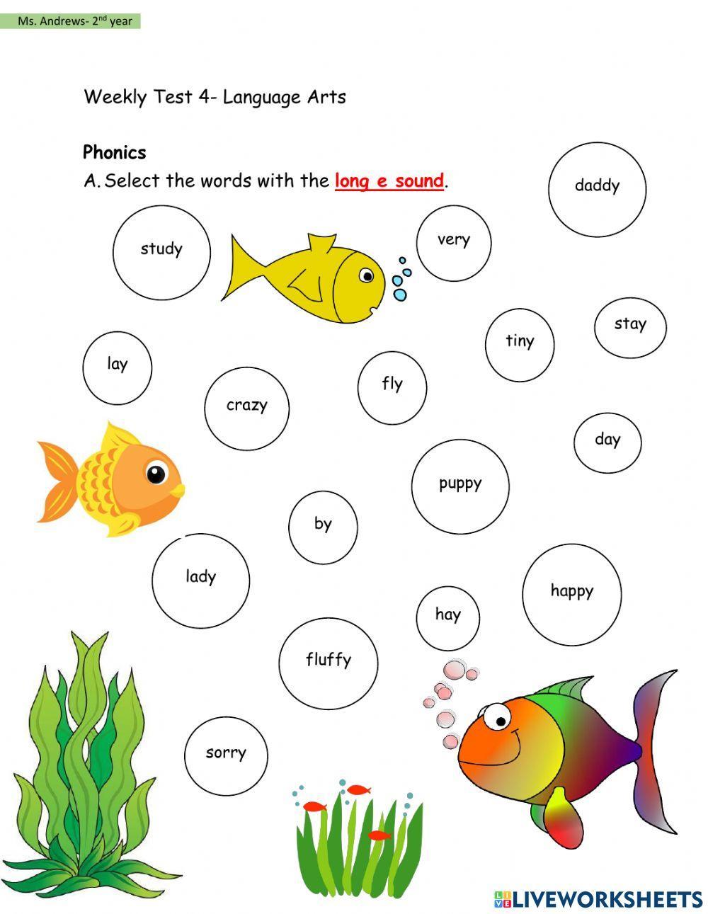 Term 1- Weekly Test4 Language Arts worksheet | Live Worksheets