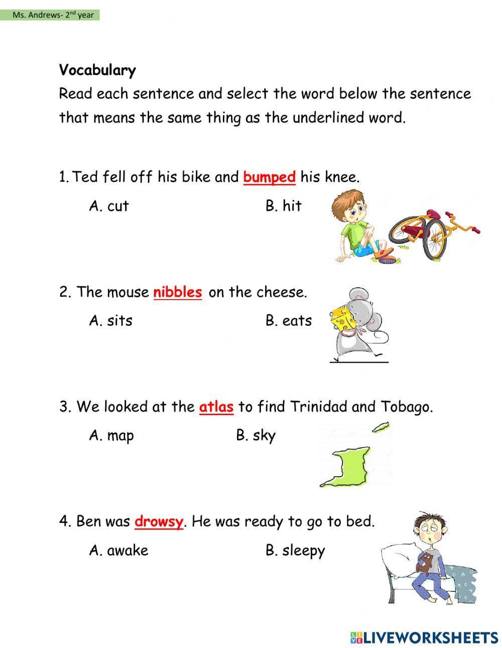 Term 1- Weekly Test4 Language Arts worksheet | Live Worksheets