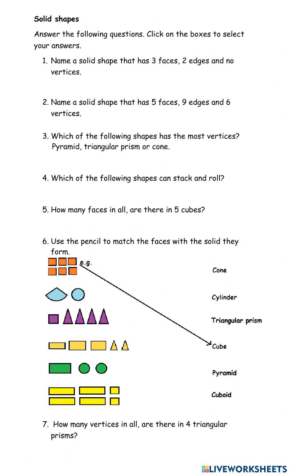 Worded descriptions of solids 1411 | Kayleen