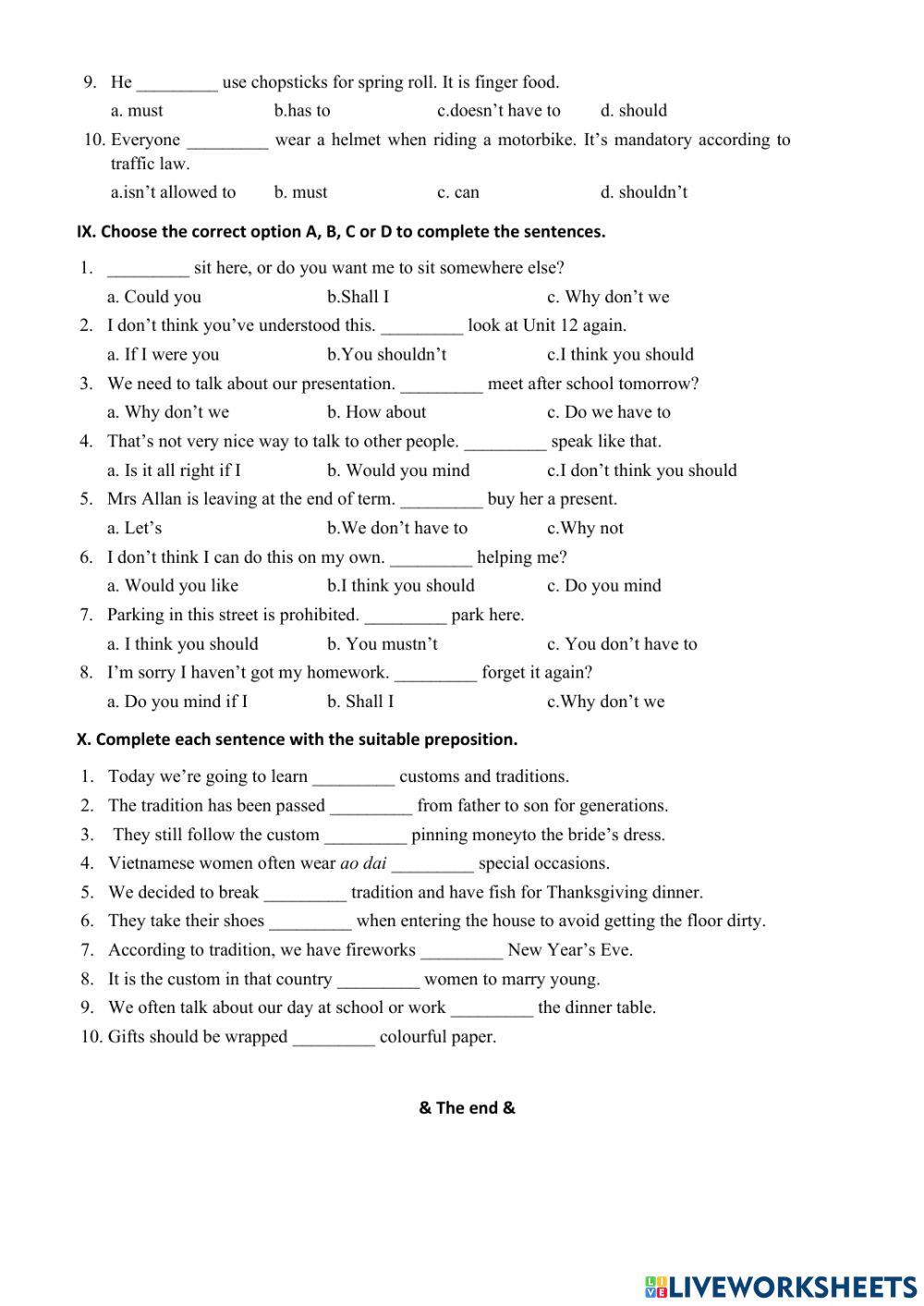 Practice test for unit 4 worksheet | Live Worksheets