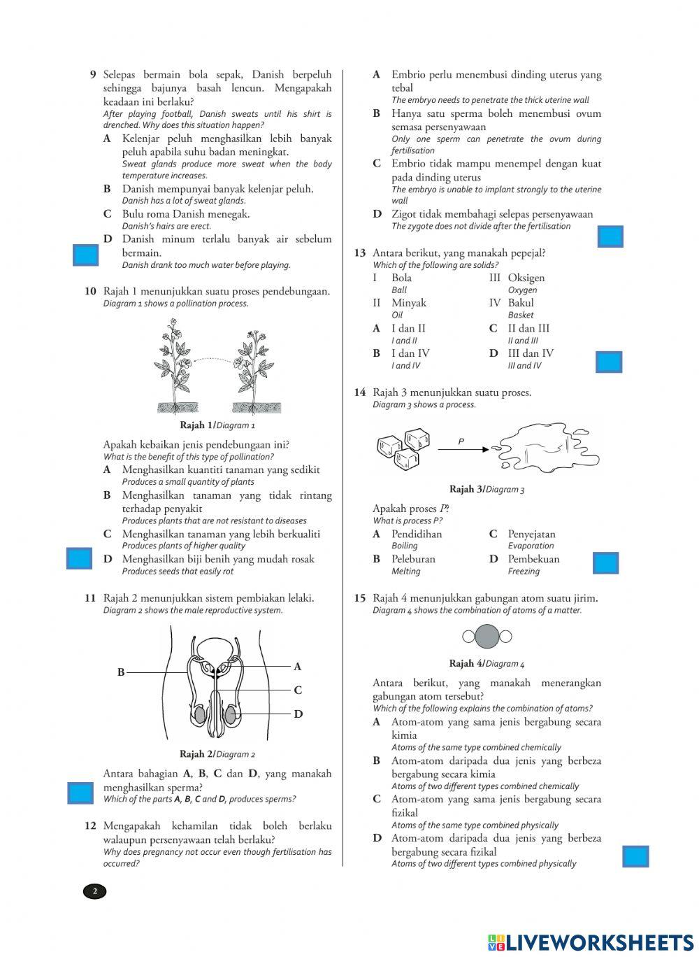 Sains Dwi tkt.1 PAT 2021 online exercise for | Live Worksheets