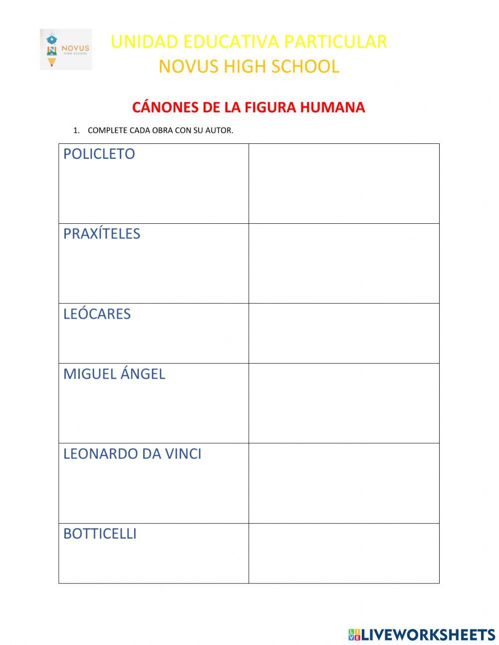 Figura humana | LiveWorksheets | 1606740