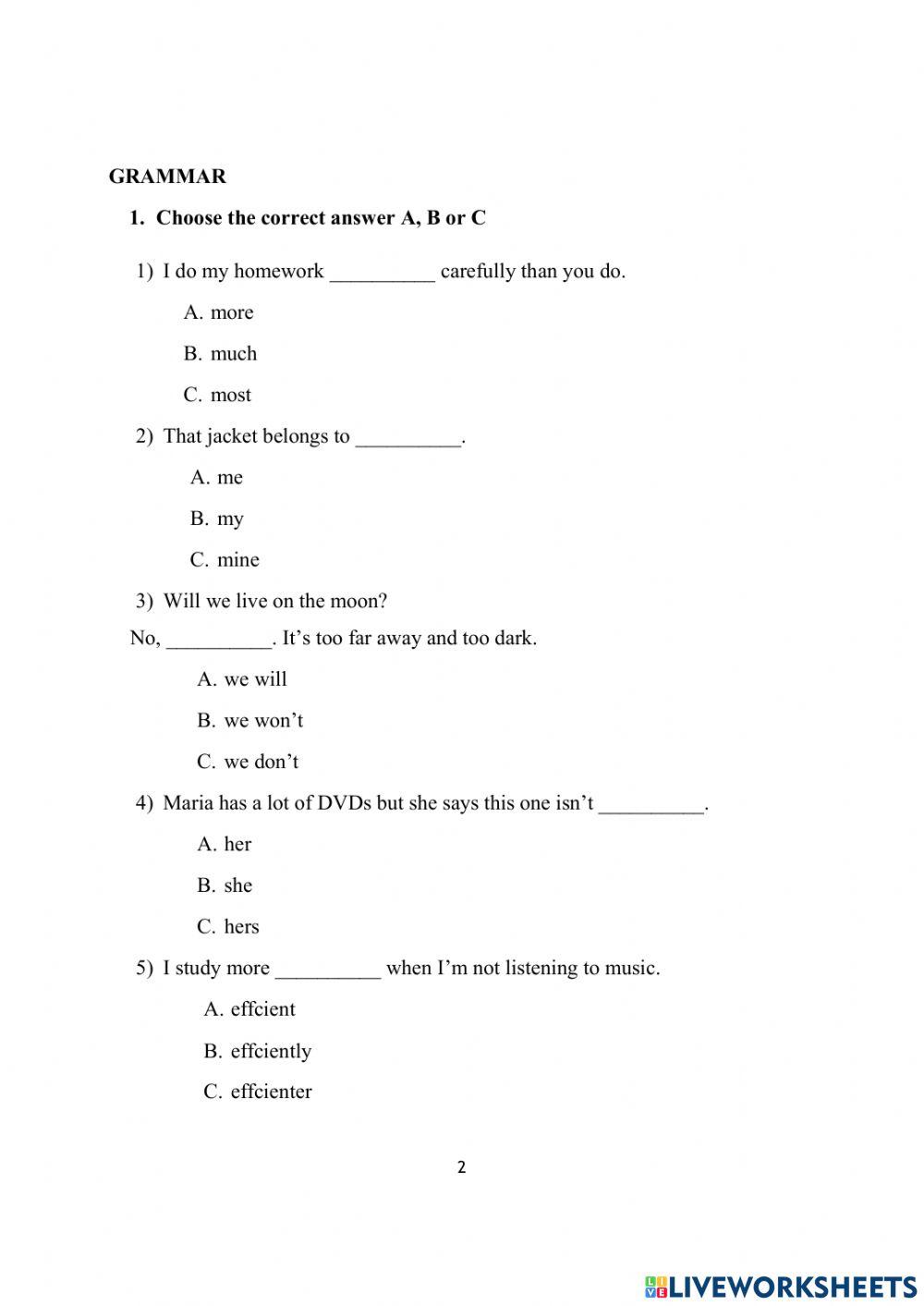 PREPARE 3 - TES… | Free Interactive Worksheets | 7185285