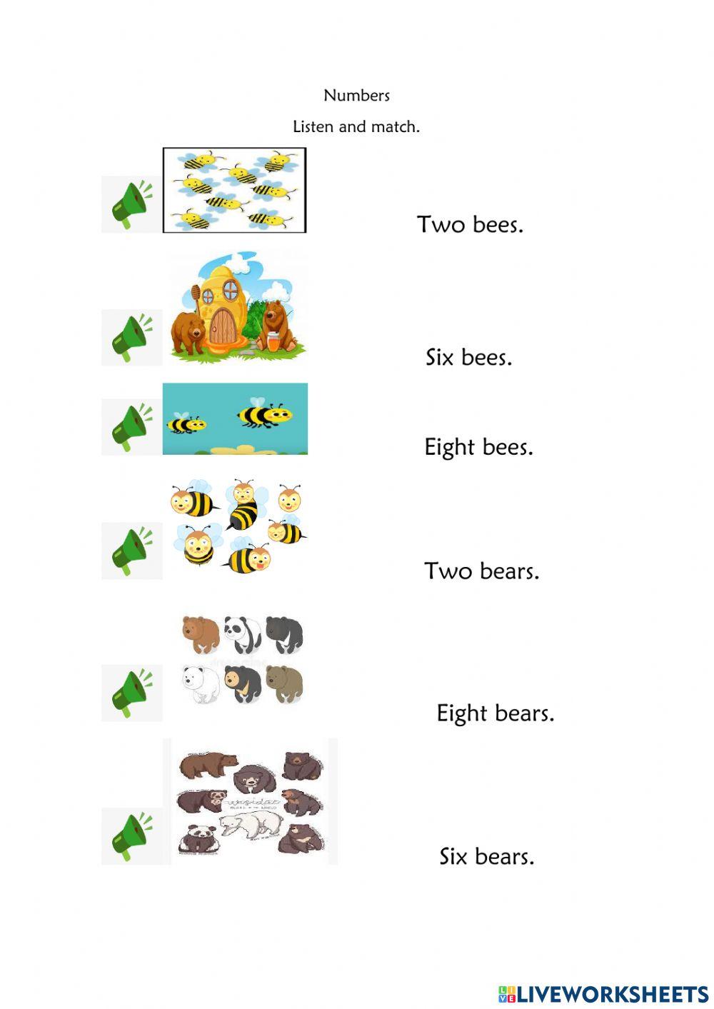 Numbers and animals | Live Worksheets