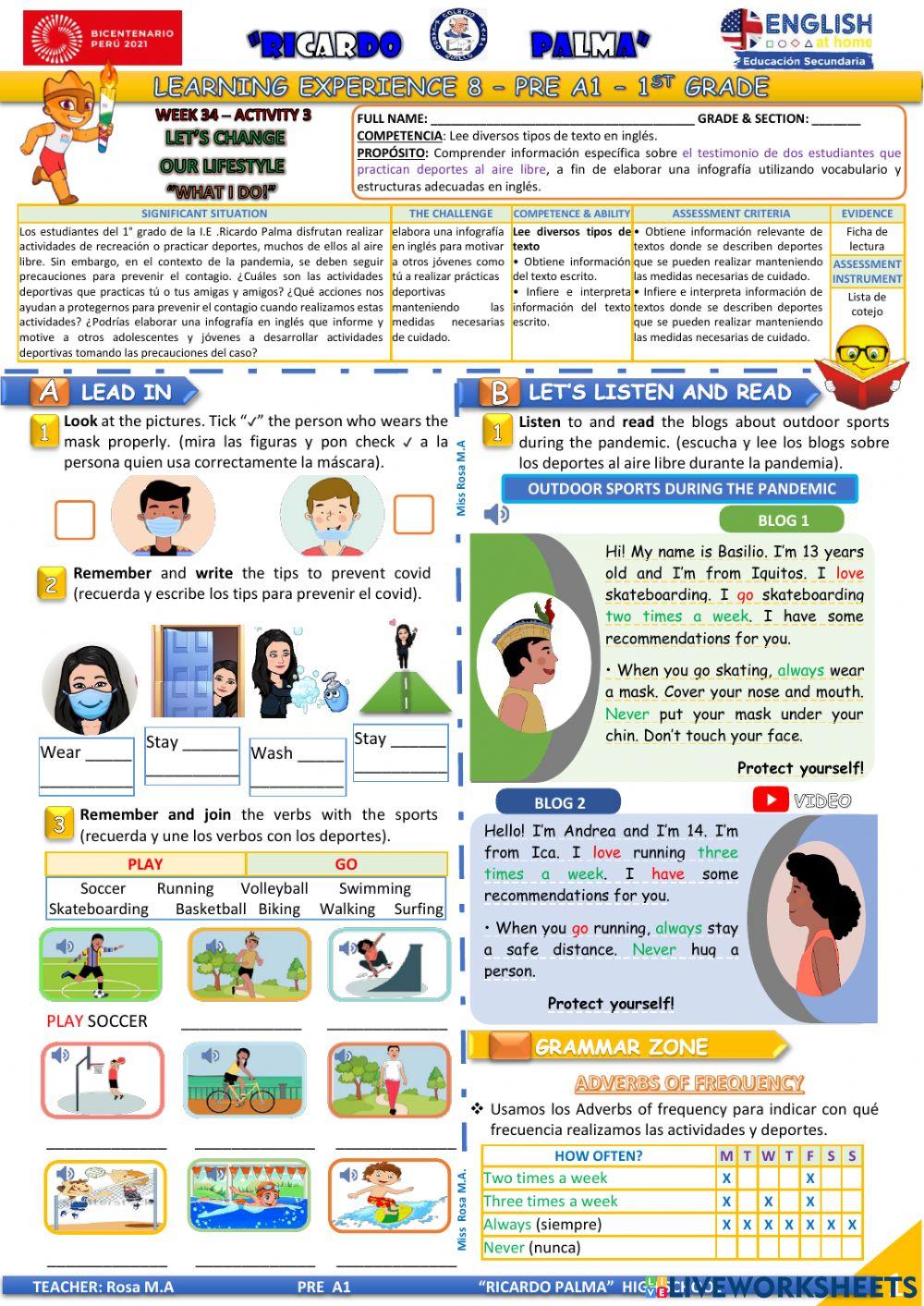 Let’s change OUR LIFESTYLE interactive activity for VII | Live Worksheets