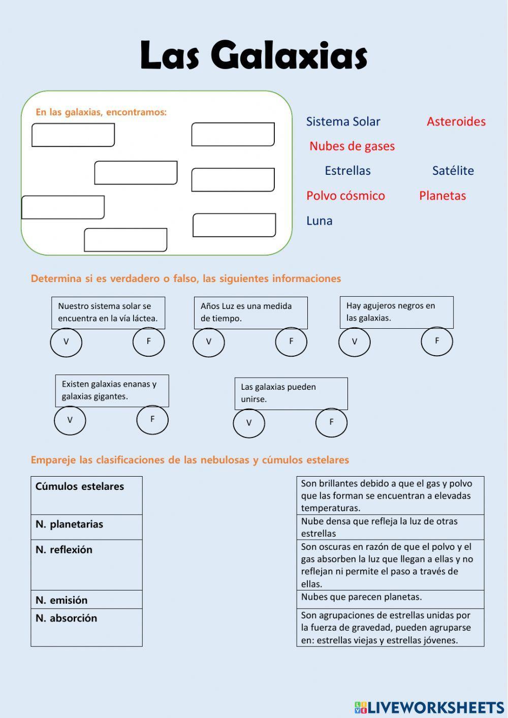 1606979 | Galaxias | Jessenia Chacón | LiveWorksheets