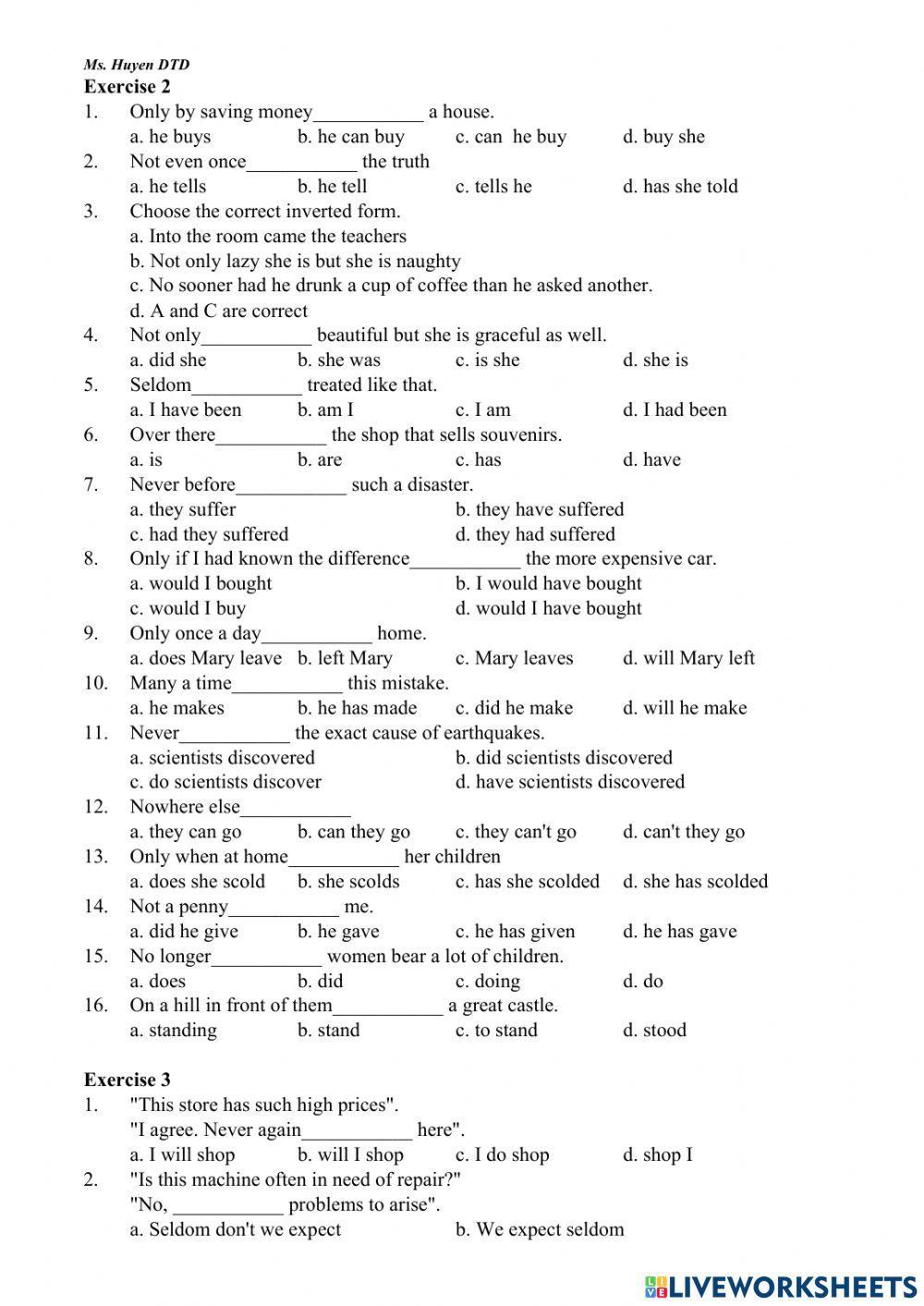 Inversion Test | Free Interactive Worksheets | 1635647
