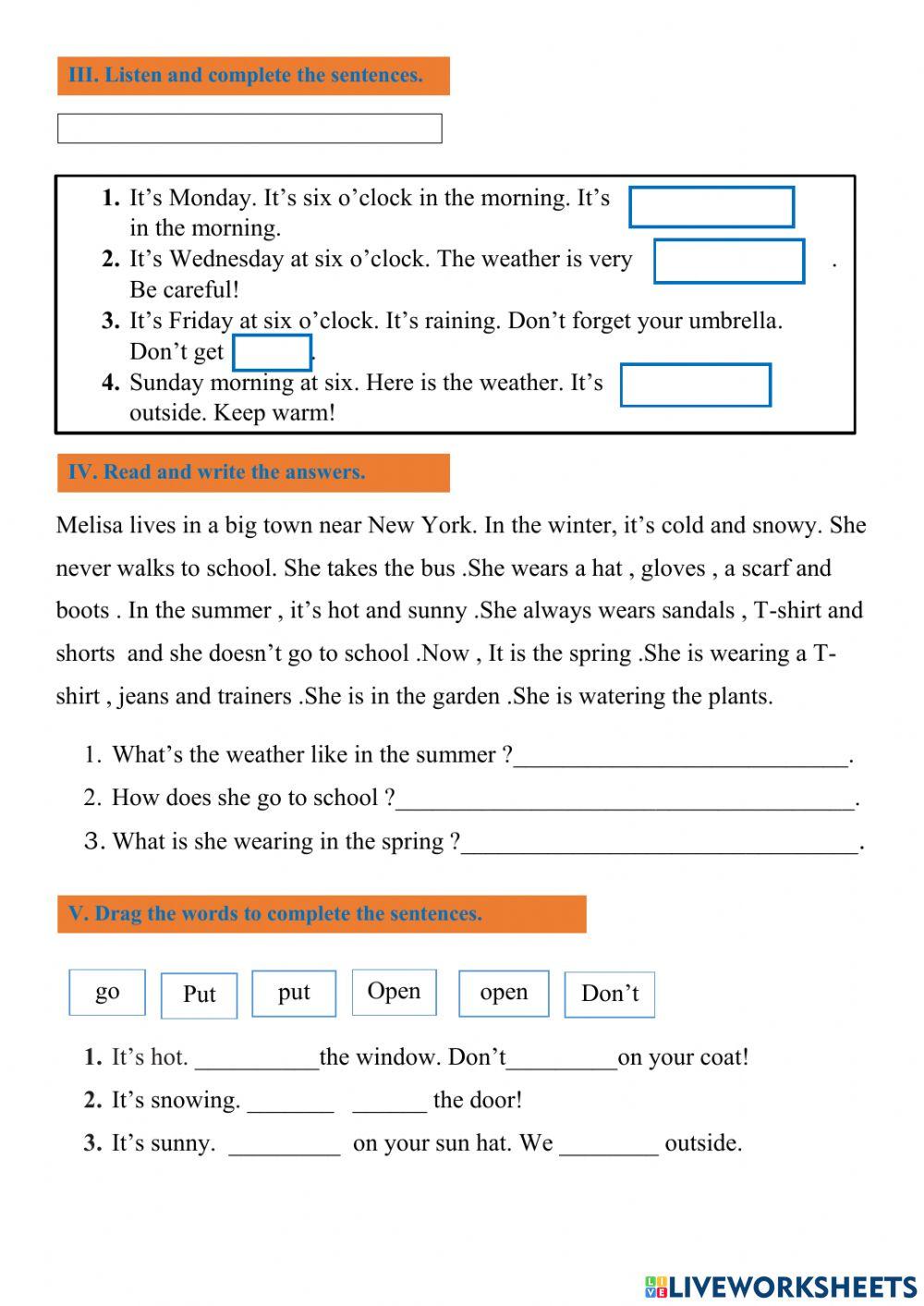 Grade 4 - Unit 8 4033411 | Nguyễn Thị Thanh Thúy | Live