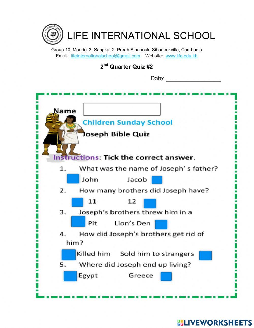 6766192 | Quiz on Joseph and the Ten Commandments