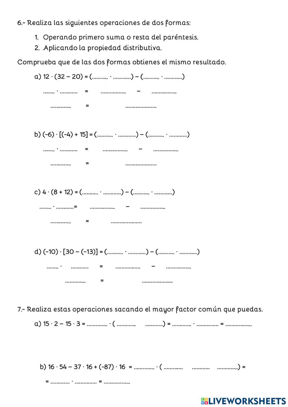 Numeros enteros | Free Interactive Worksheets | 1608808