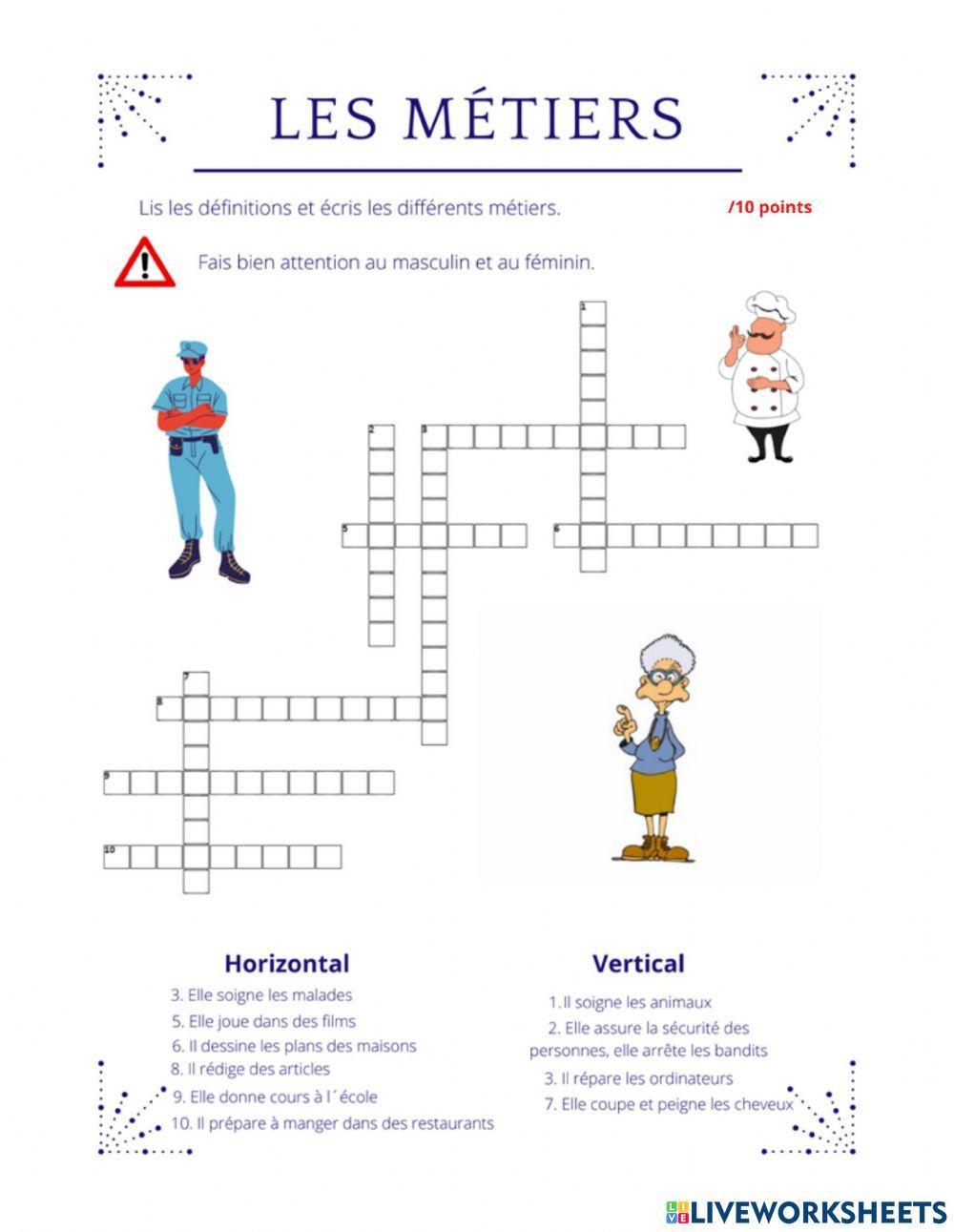 Les métiers | Free Interactive Worksheets | 1608996