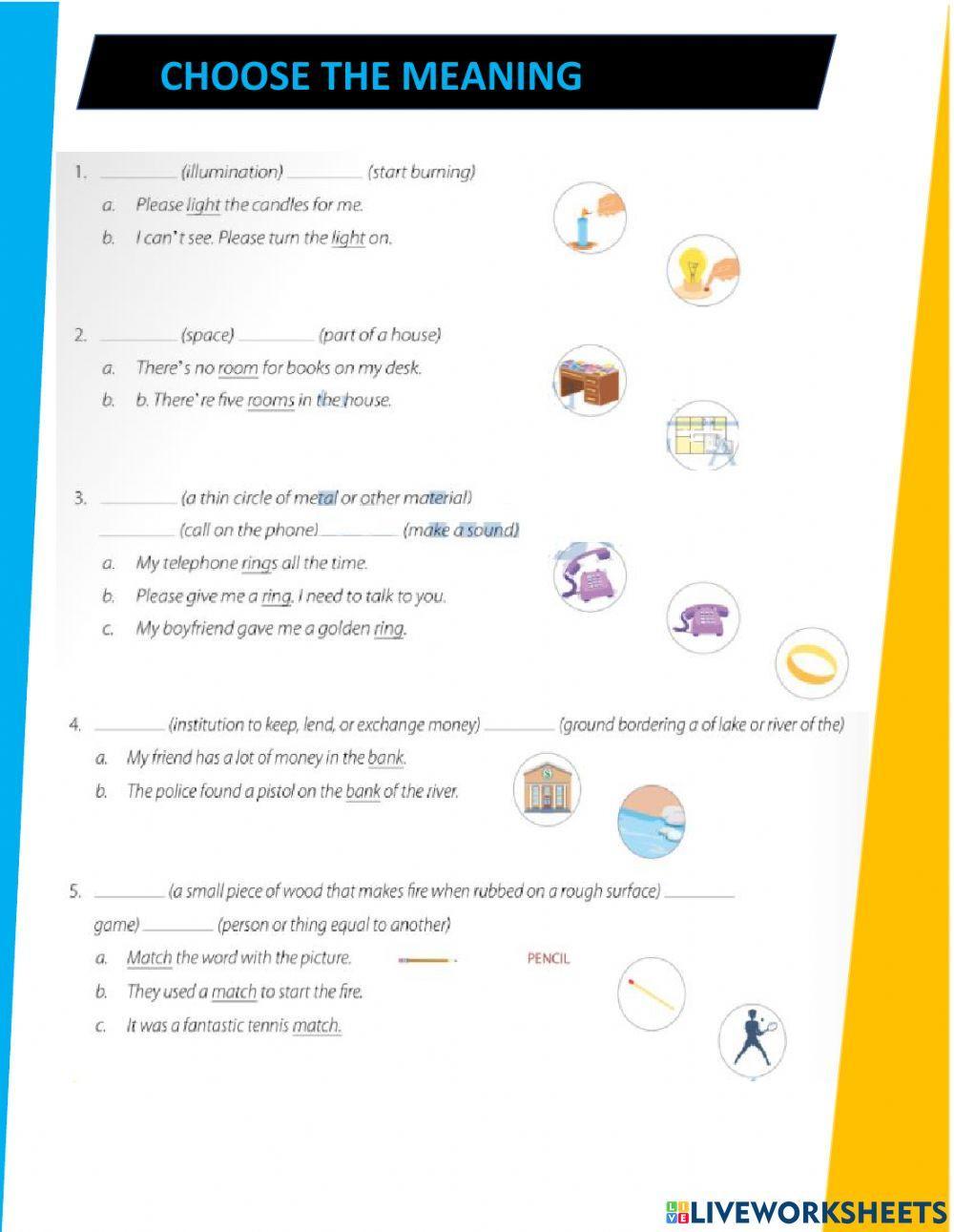 Homonyms online activity for 4th secondary | Live Worksheets