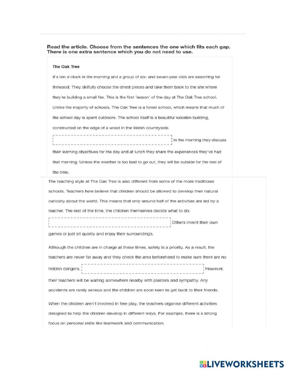 The oak tree | LiveWorksheets | 1609205