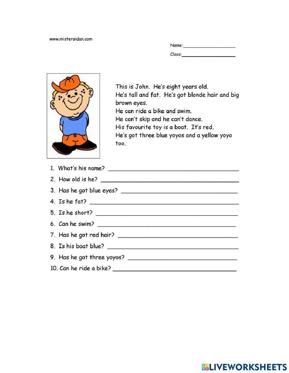 Basic Reading C… | Free Interactive Worksheets | 1609254