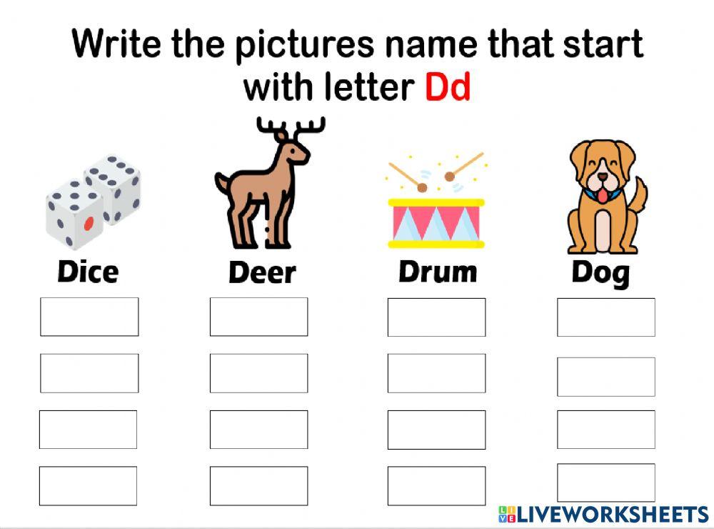Pdf online exercise: Letter D | Live Worksheets