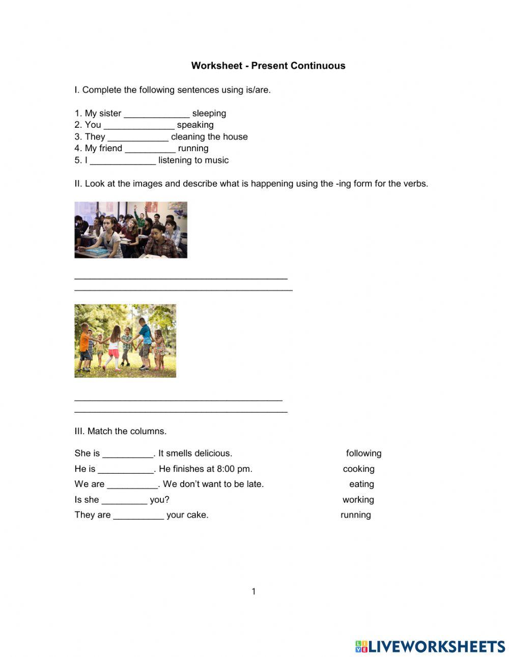 Worksheet Present Continuous activity | Live Worksheets