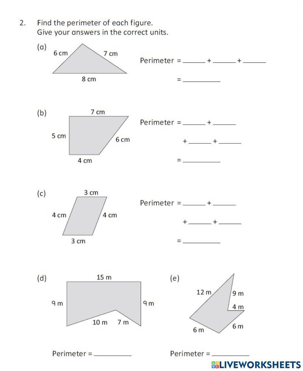 Perimeter | Free Interactive Worksheets | 1609417