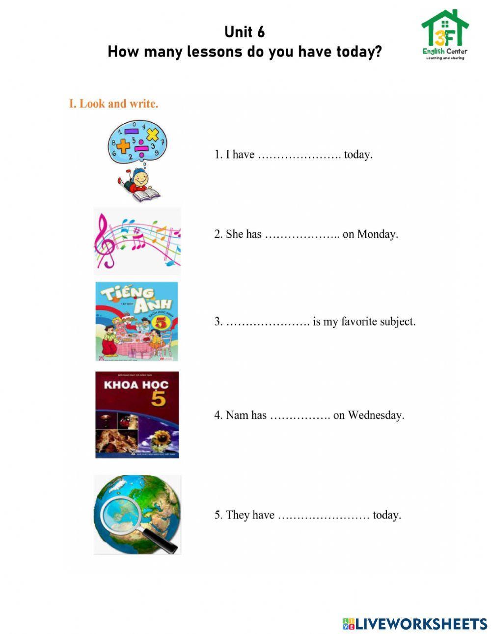 G5-U6-How many lessons do you have today? | 3FEnglish09