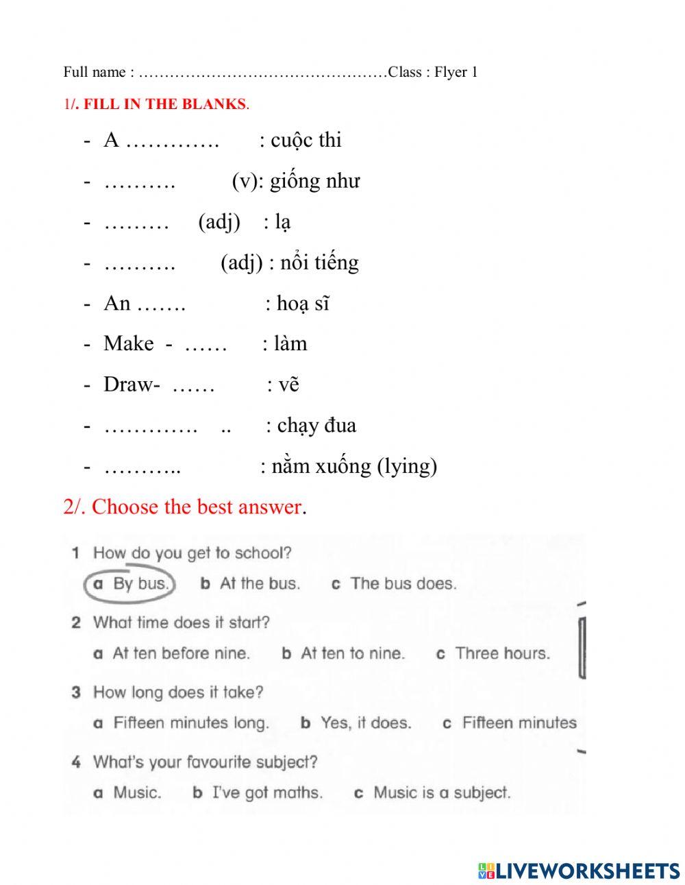Fantastic flyer unit L4 worksheet | Live Worksheets