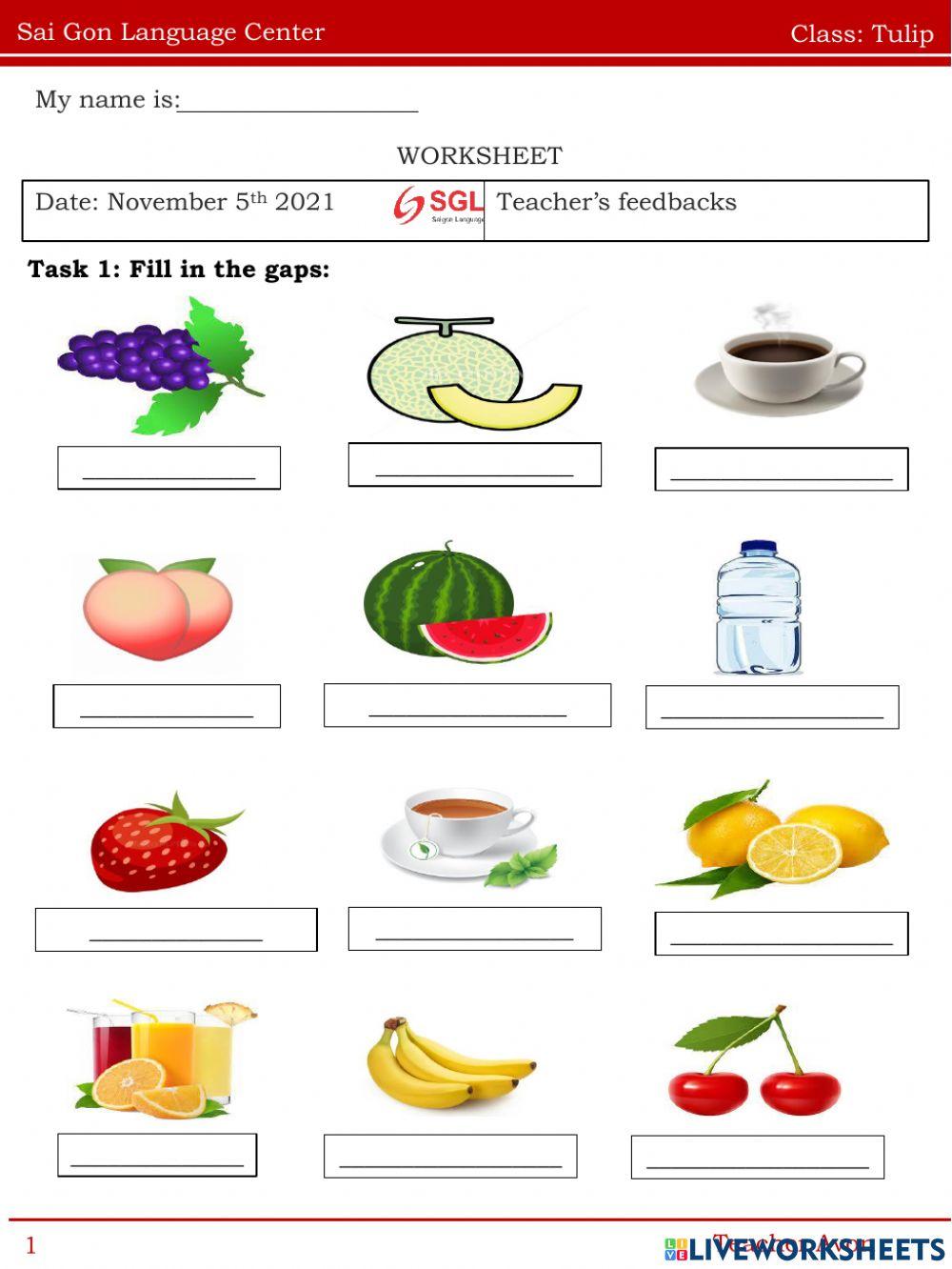 Worksheet tulip free activity | Live Worksheets
