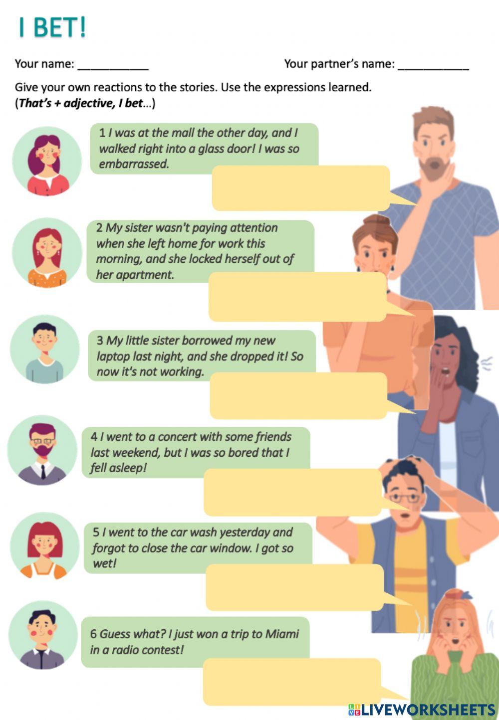 I bet online exercise for | Live Worksheets