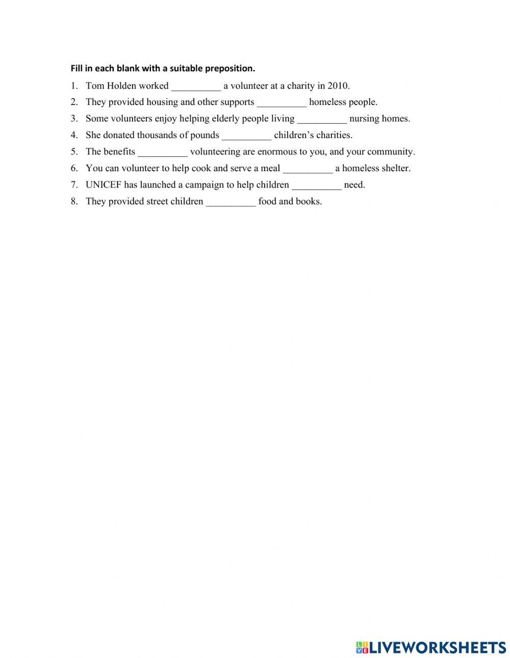 Preposition online exercise for 7 | Live Worksheets