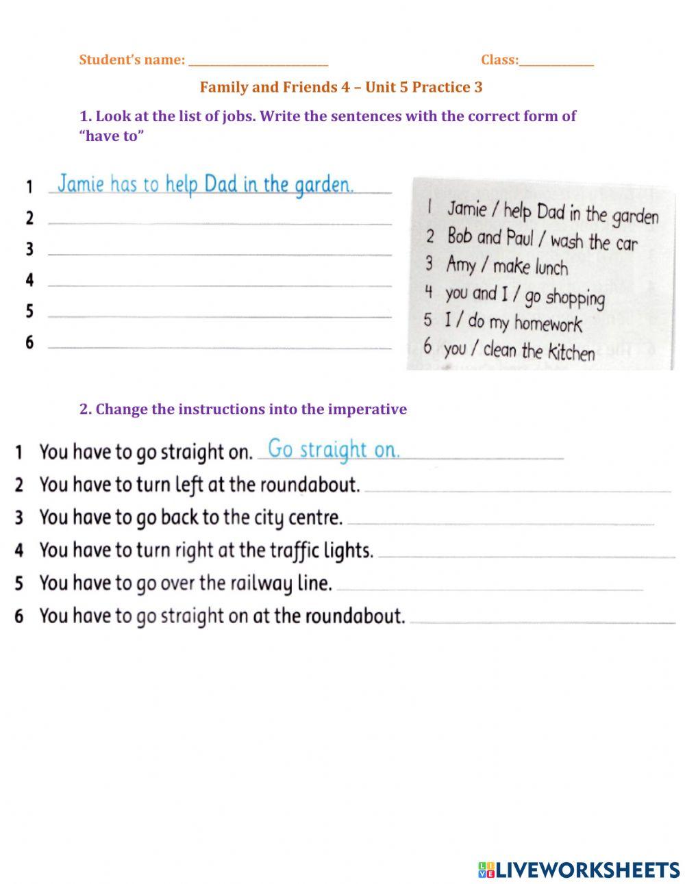 FF4 Unit 5 Practice 3 worksheet | Live Worksheets