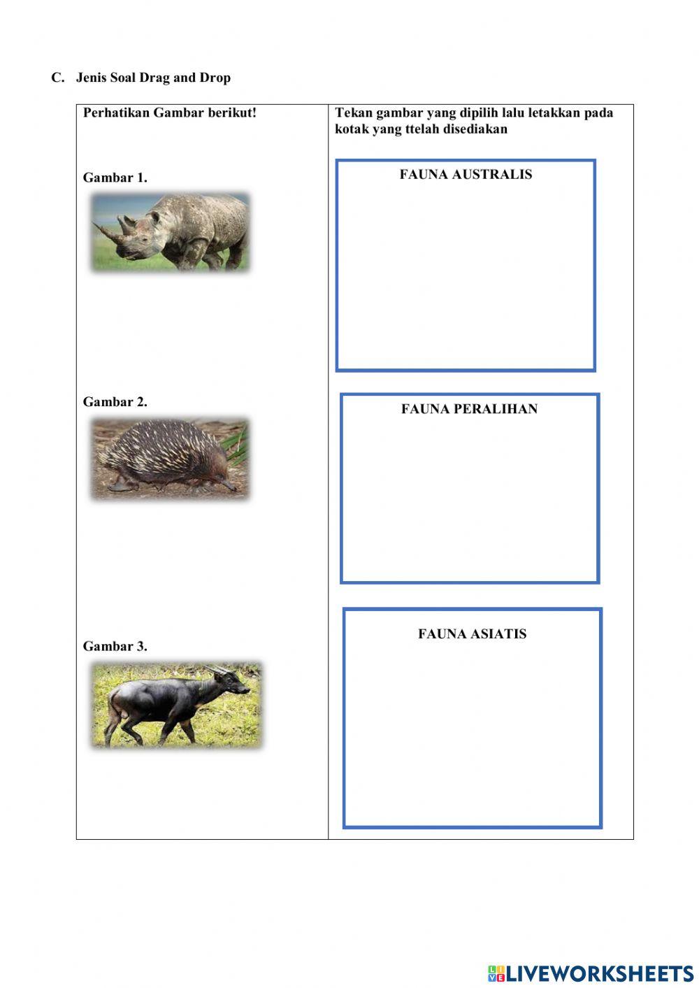 Persebaran Flora dan Fauna interactive worksheet | Live Worksheets