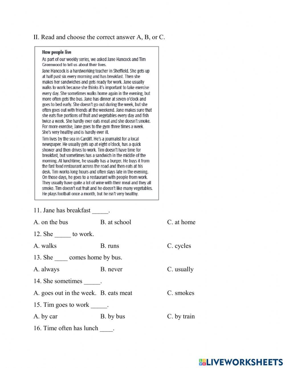 Elementary Unit 5 activity | Live Worksheets