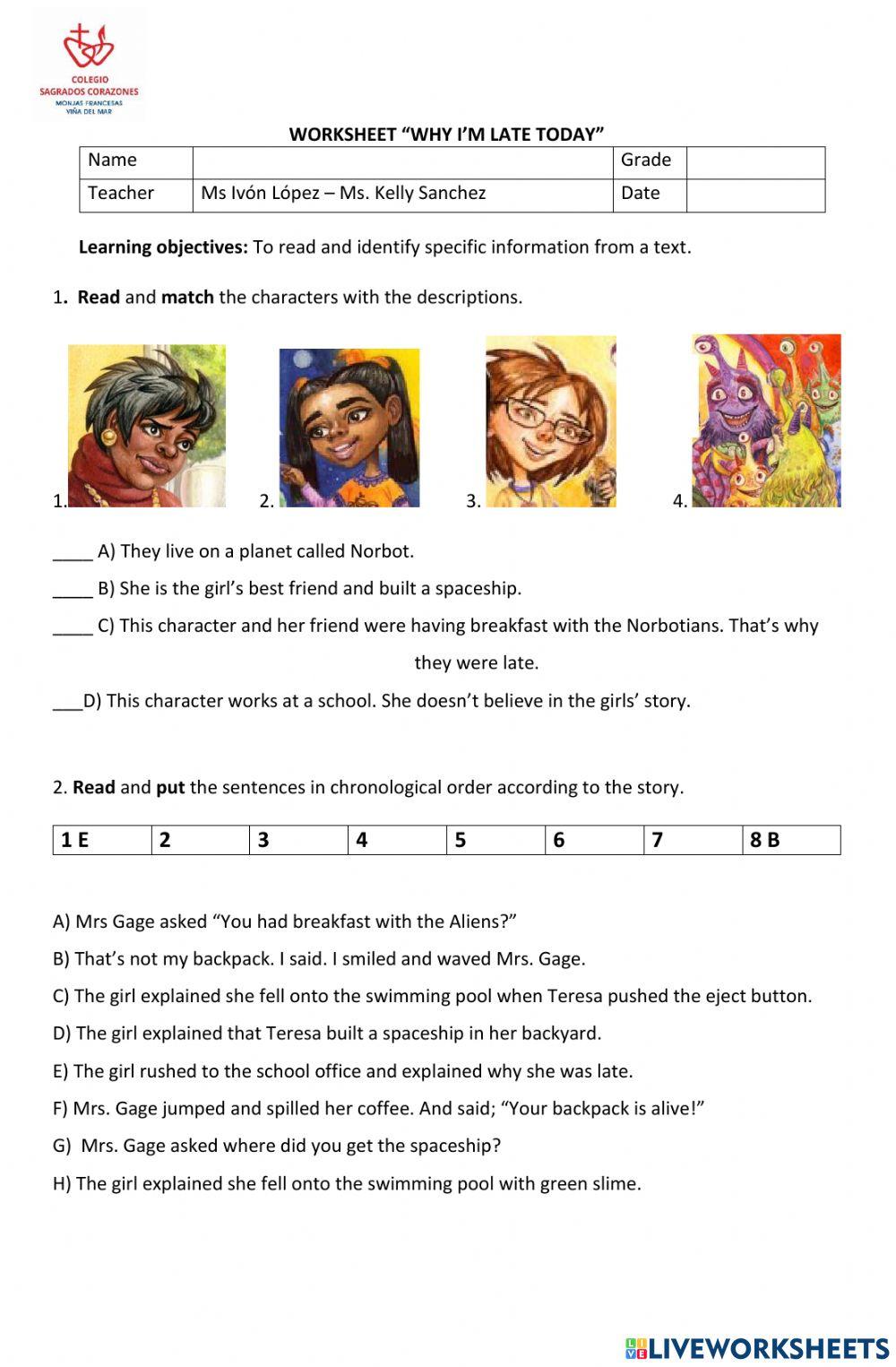 Worksheet Reader-s Unit worksheet | Live Worksheets