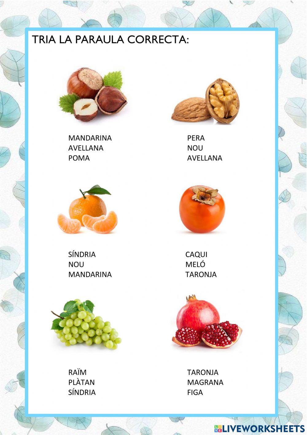 Fruits de tardor | Free Interactive Worksheets | 1611565