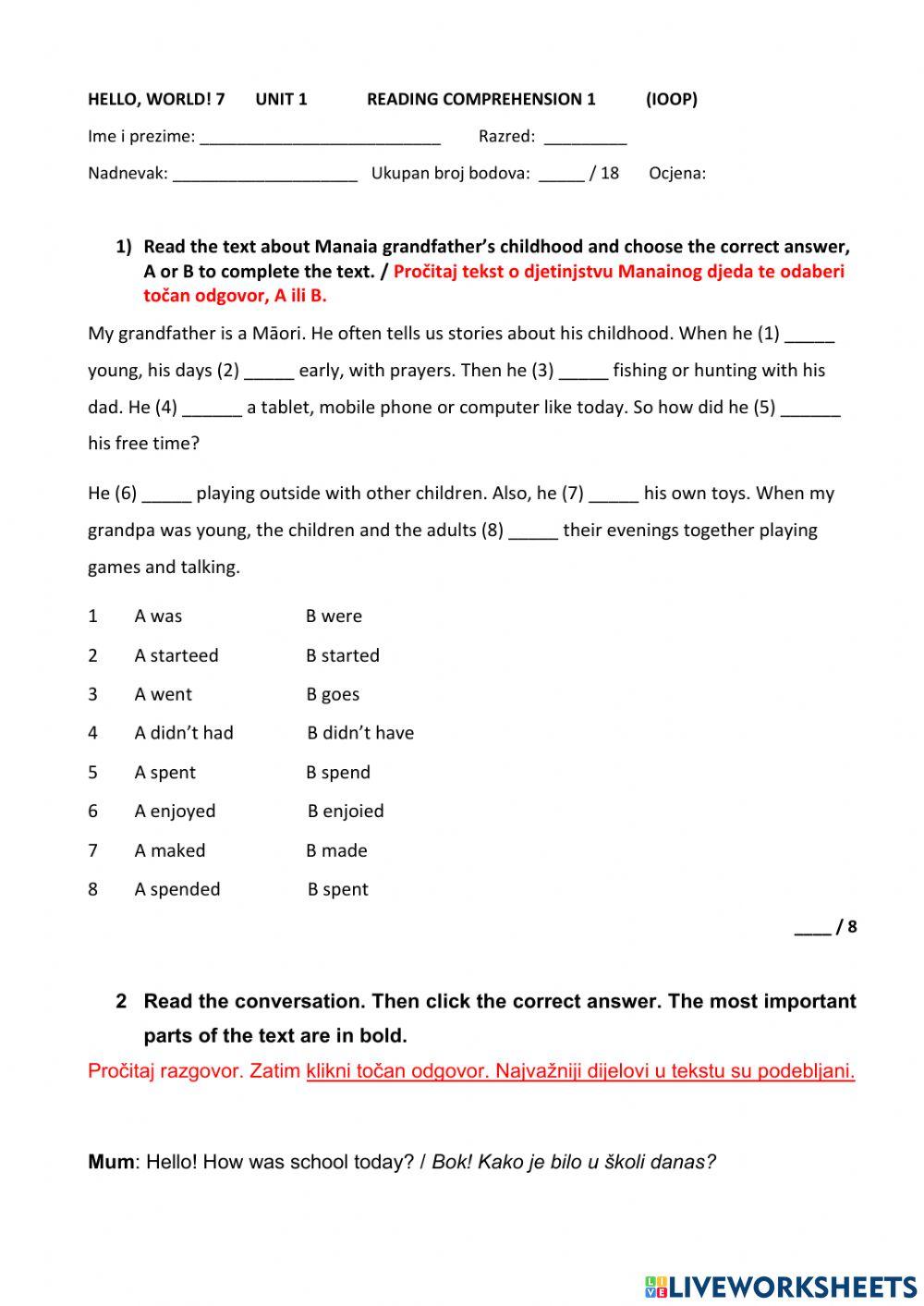 HELLO WORLD 7-T… | Free Interactive Worksheets | 6767191