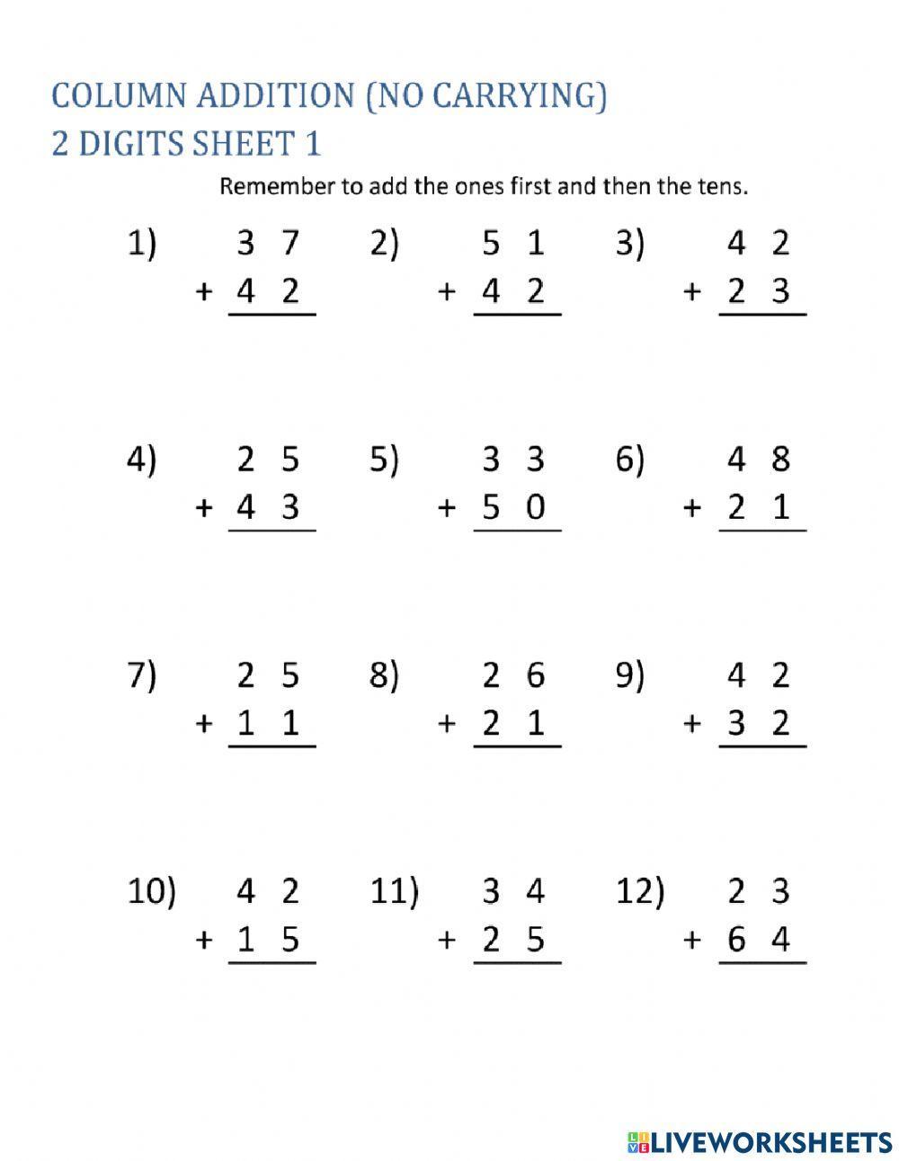 Addition and subtraction exercise for YEAR 1 | Live Worksheets