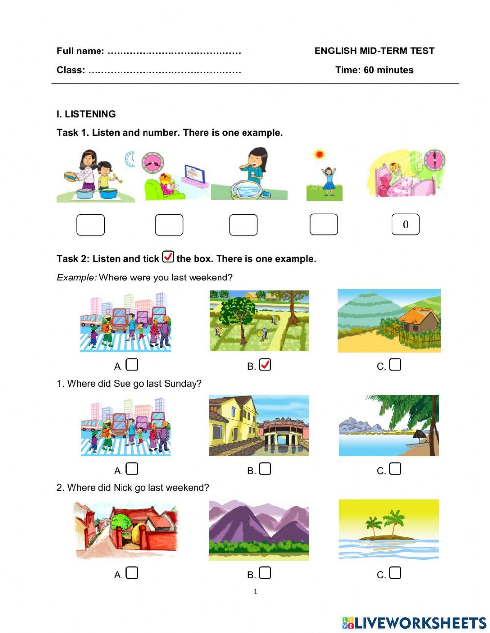 Grade 5- First mid term test online exercise for | Live Worksheets