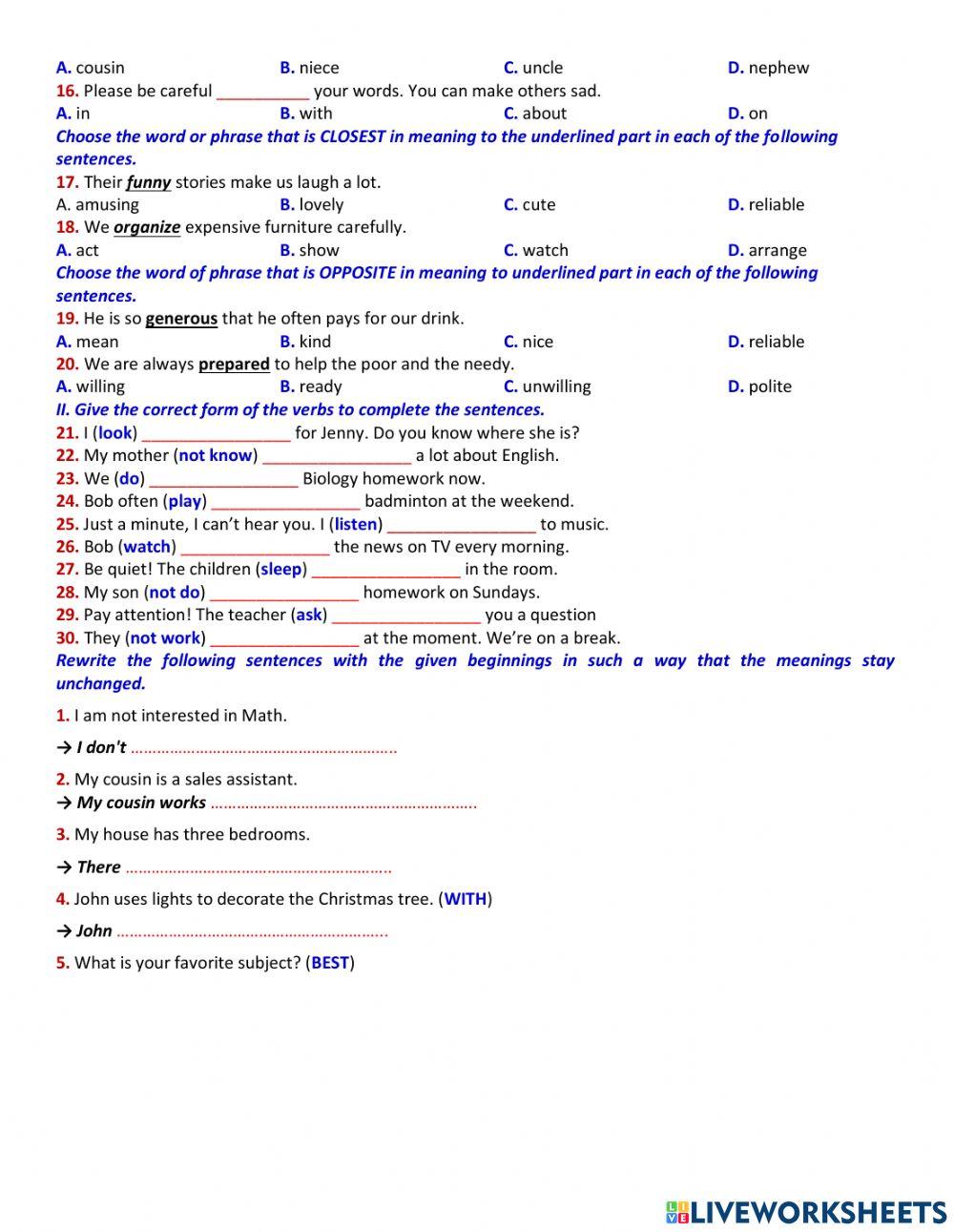 G6 practice u2 worksheet | Live Worksheets