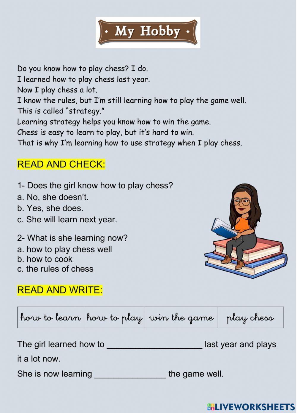 Reading: My hob… | Free Interactive Worksheets | 1612595