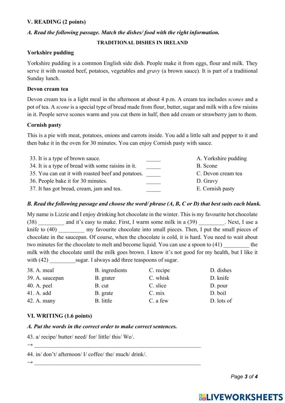 G6- test U3-Ro worksheet | Live Worksheets