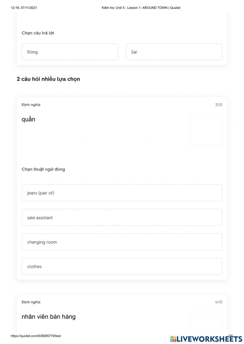Unit 5 - Lesson 1 interactive worksheet | Live Worksheets