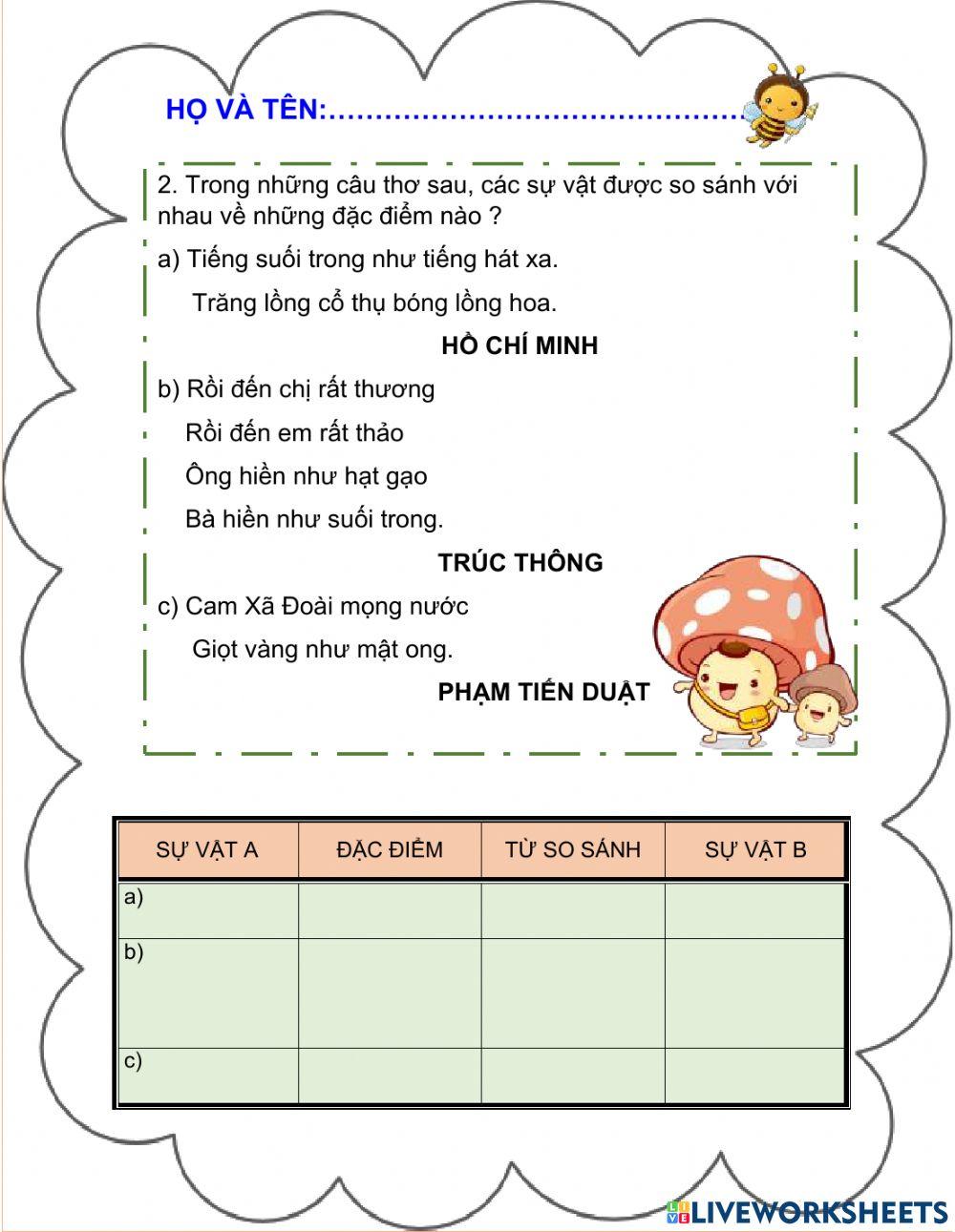 Bai tap 2 (1) worksheet | Live Worksheets