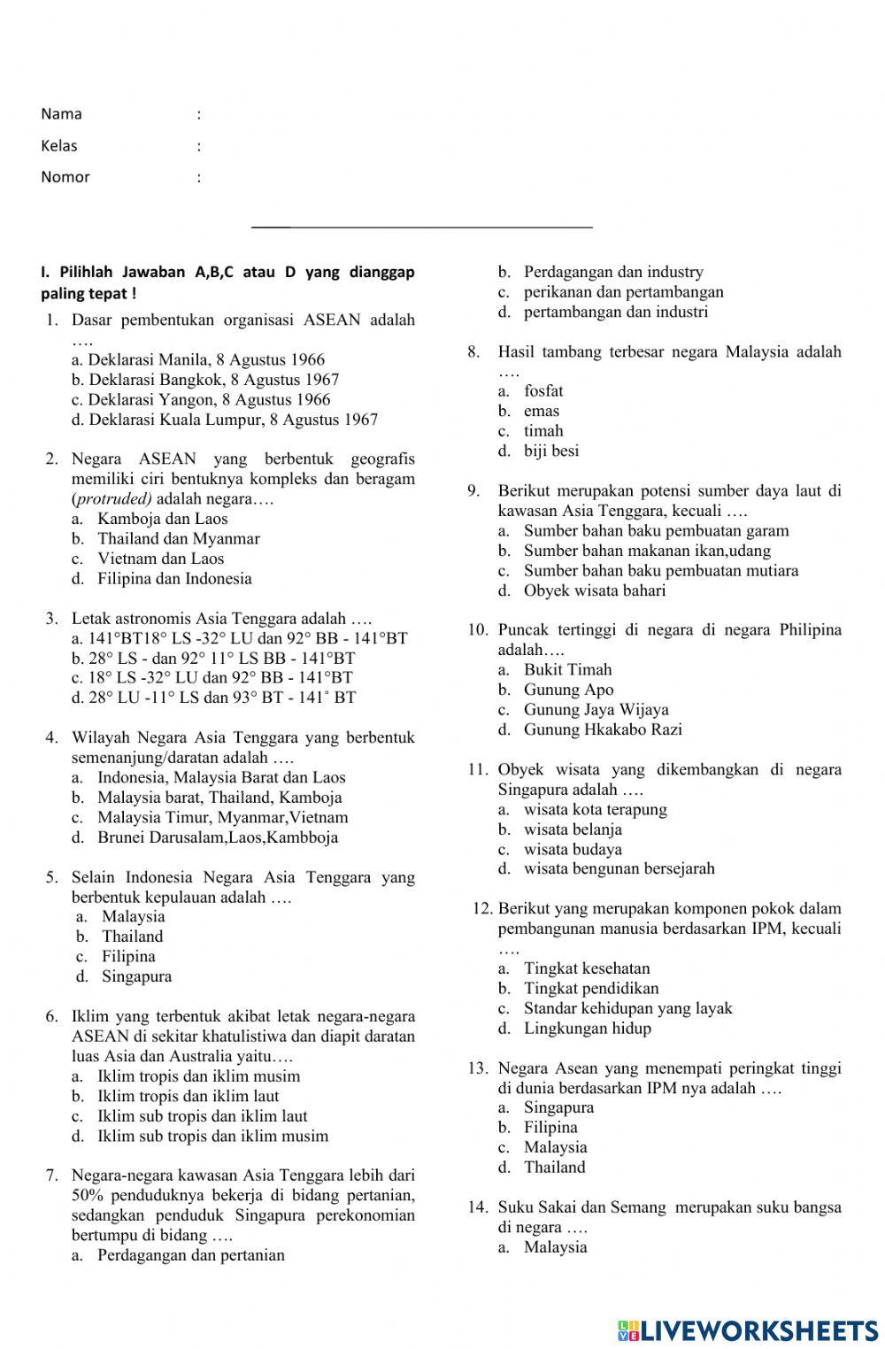 Soal lat pas 8.1 worksheet | Live Worksheets