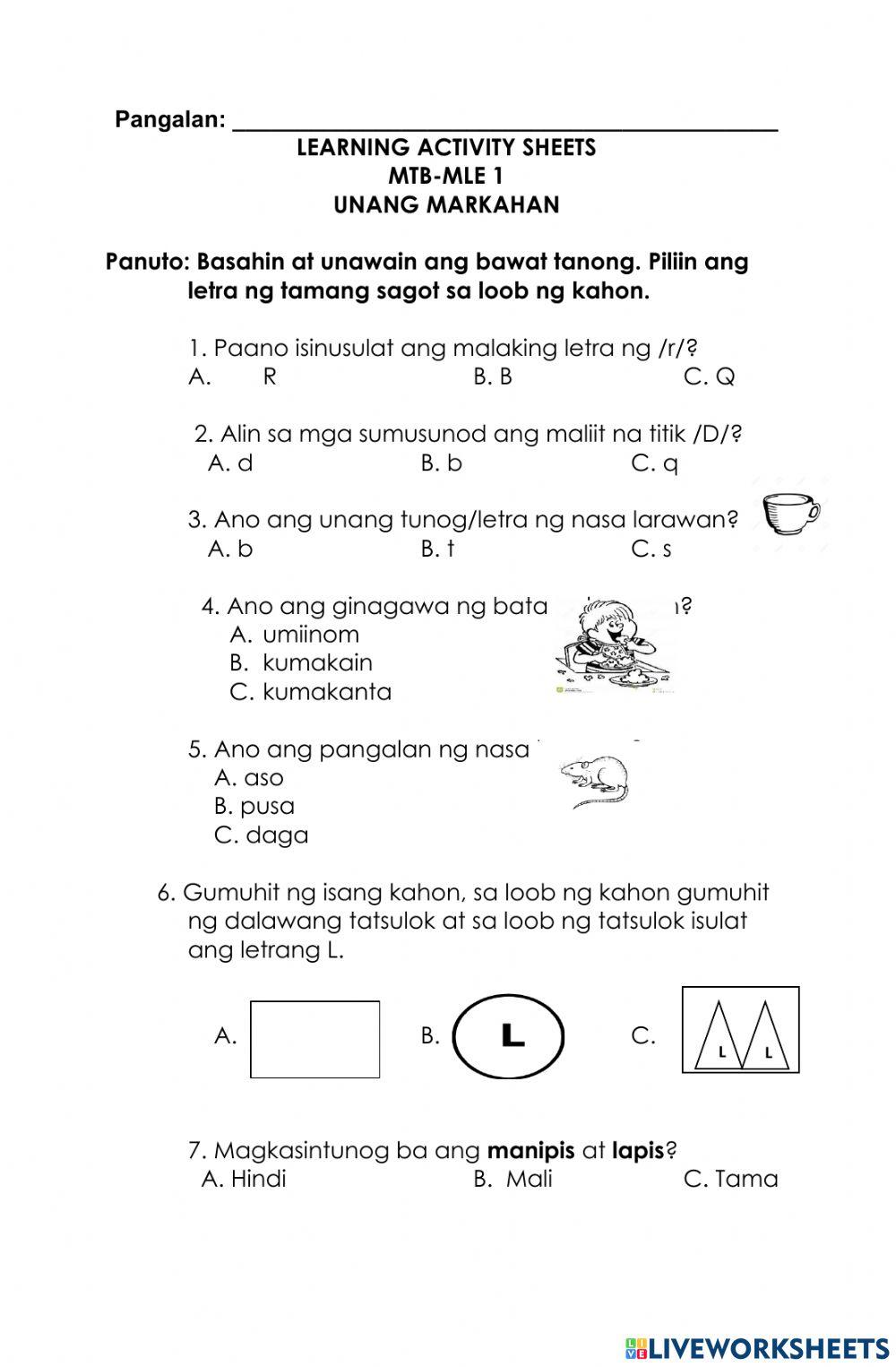 MTB LAS-Quarter… | Free Interactive Worksheets | 1613453