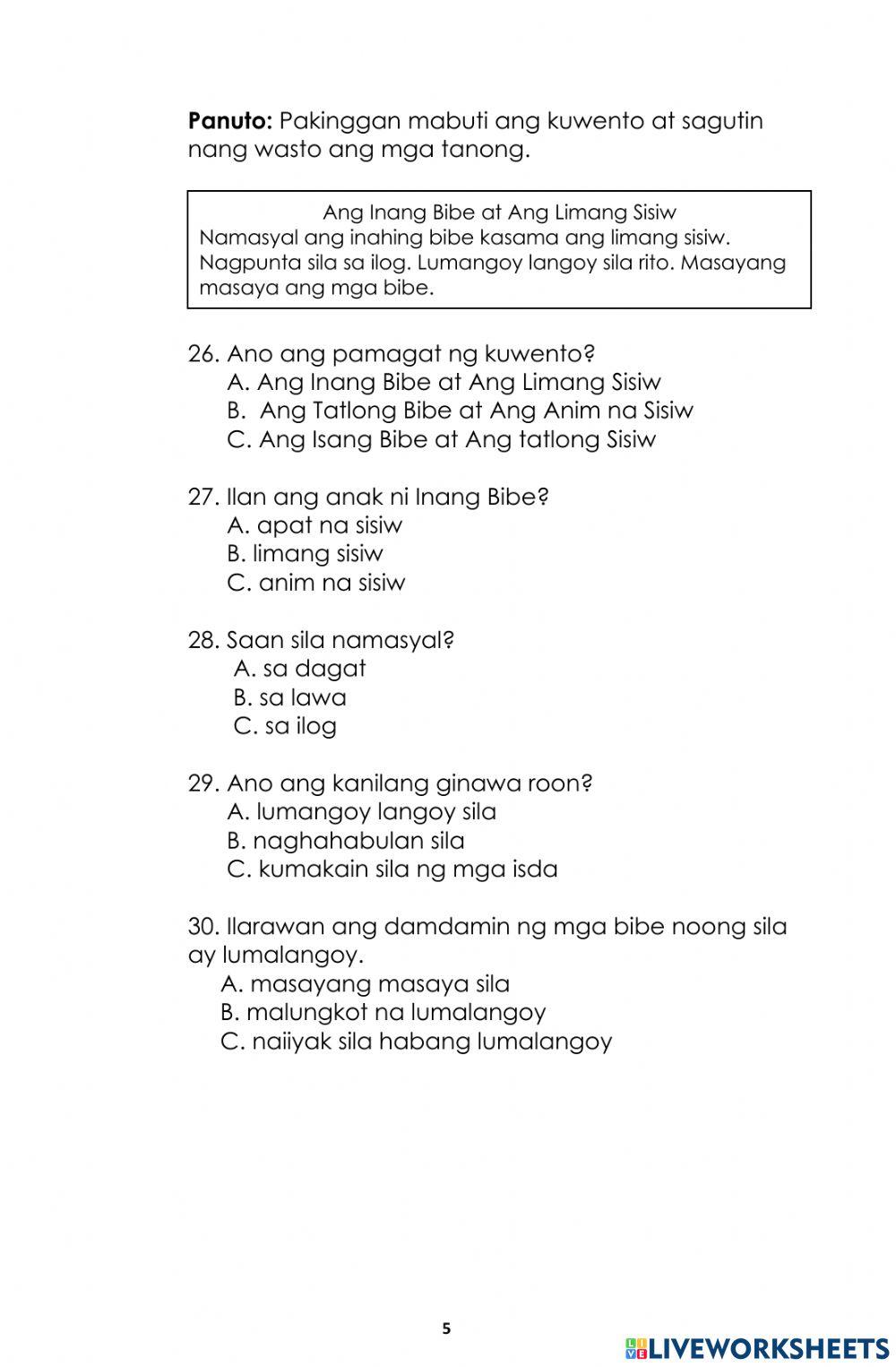 MTB LAS-Quarter… | Free Interactive Worksheets | 1613453