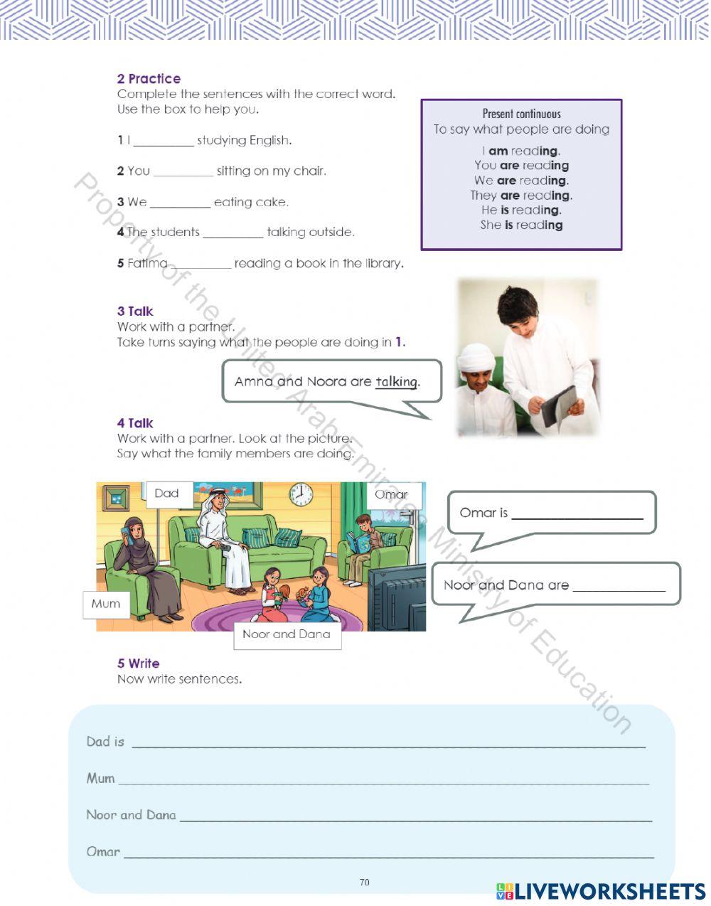 Present continuous online exercise for 5 | Live Worksheets