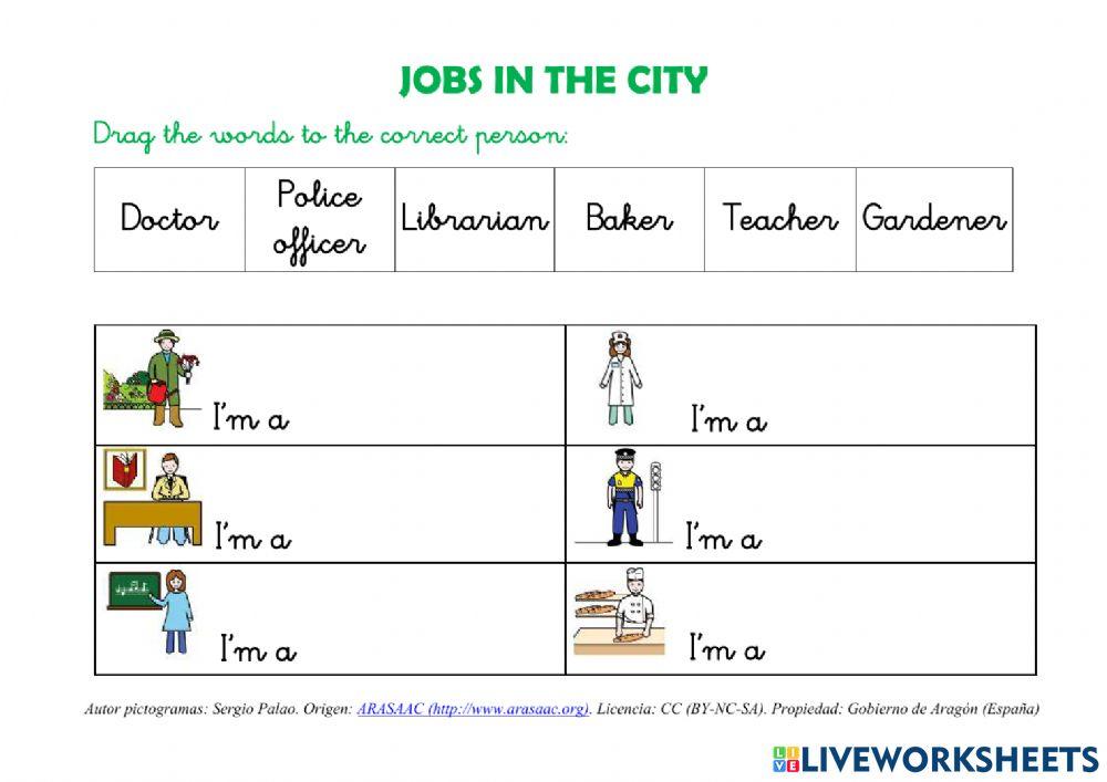 Jobs in the city 2 worksheet | Live Worksheets