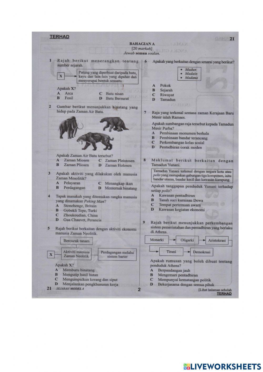 Kertas model 4 worksheet | Live Worksheets
