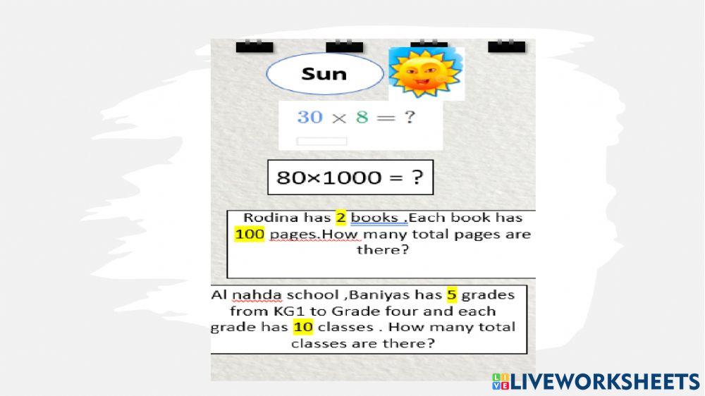 Multiply by 10,100,1000 worksheet | Live Worksheets